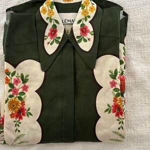 Alémais | Tops | Alemais Elisabetta Floralprint Linen Shirt And Pants ...